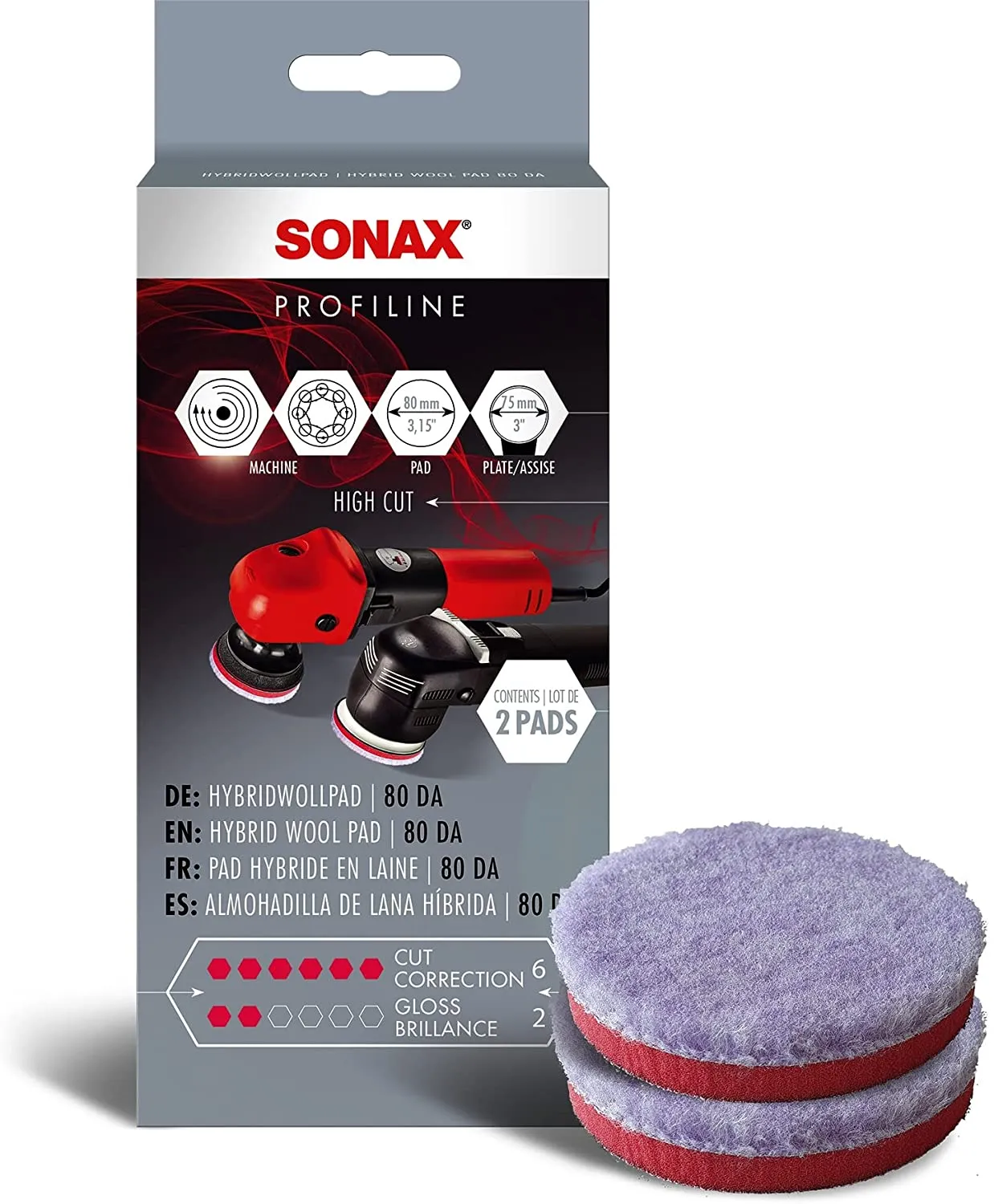 Sonax Hybrid Woll Pad 80 DA 2Stk. - Autopflege Shop carshine direct